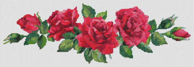 Red Roses Counted Cross Stitch Pattern