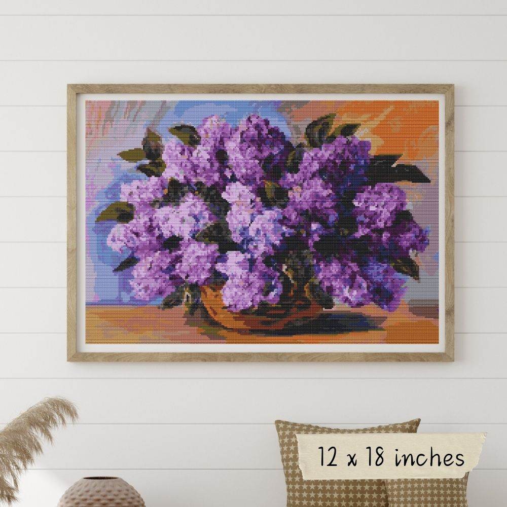 Lilacs in a Vase Cross Stitch Kit | Elegant Floral Design