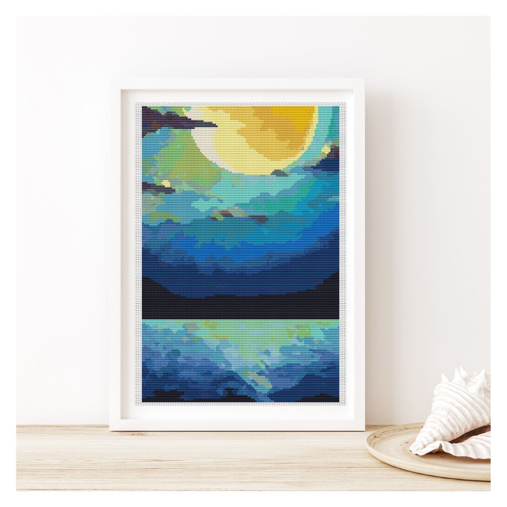 Moonlight Cross Stitch Pattern | Size: 8 x 12 inches