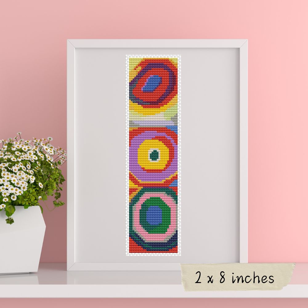 Squares with Concentric Circles Bookmark Cross Stitch Kit