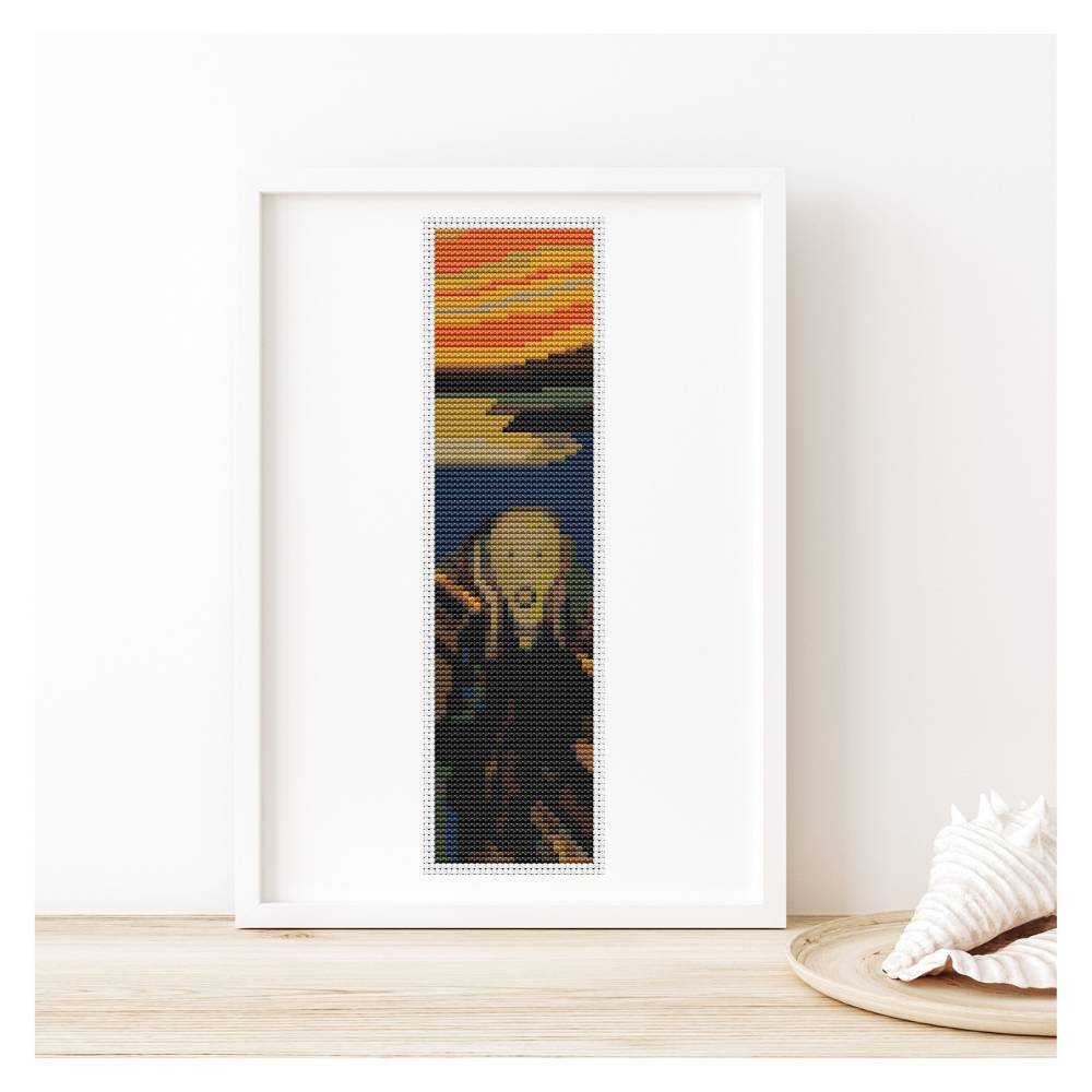 The Scream Bookmark Cross Stitch Pattern | Size: 2 x 8 inches