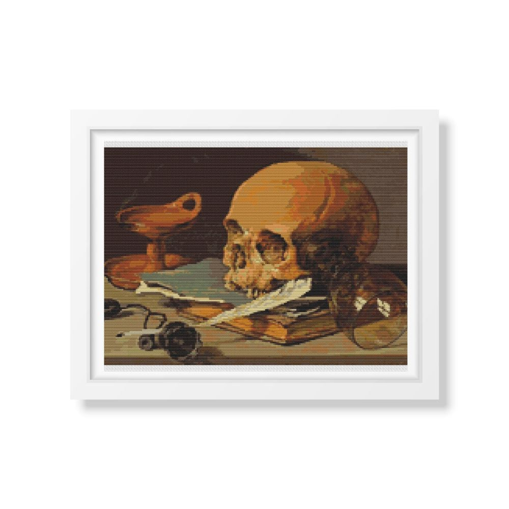 Still Life with a Skull and a Writing Quill Counted Cross Stitch Patte ...