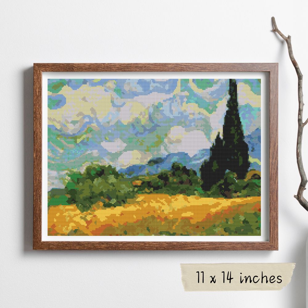 Wheatfield with Cypresses Cross Stitch Pattern – The Art of Cross Stitch