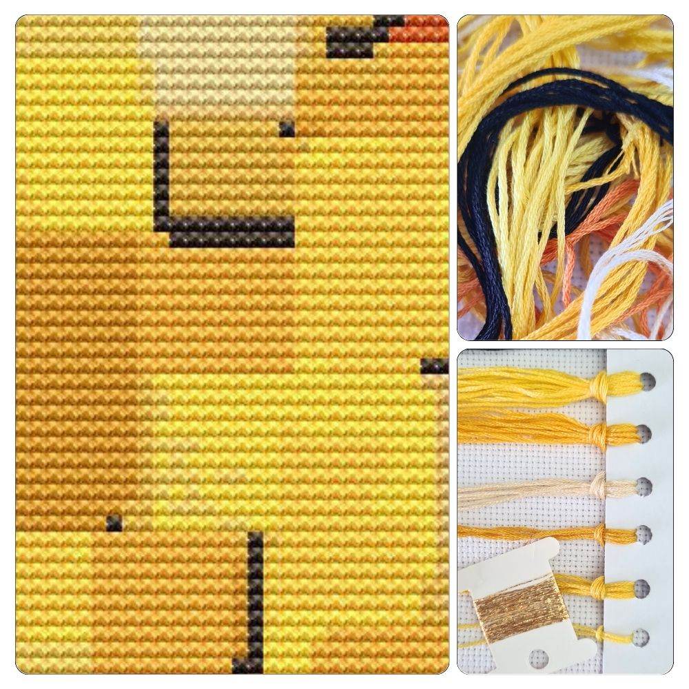 Characters in Yellow Bookmark Cross Stitch